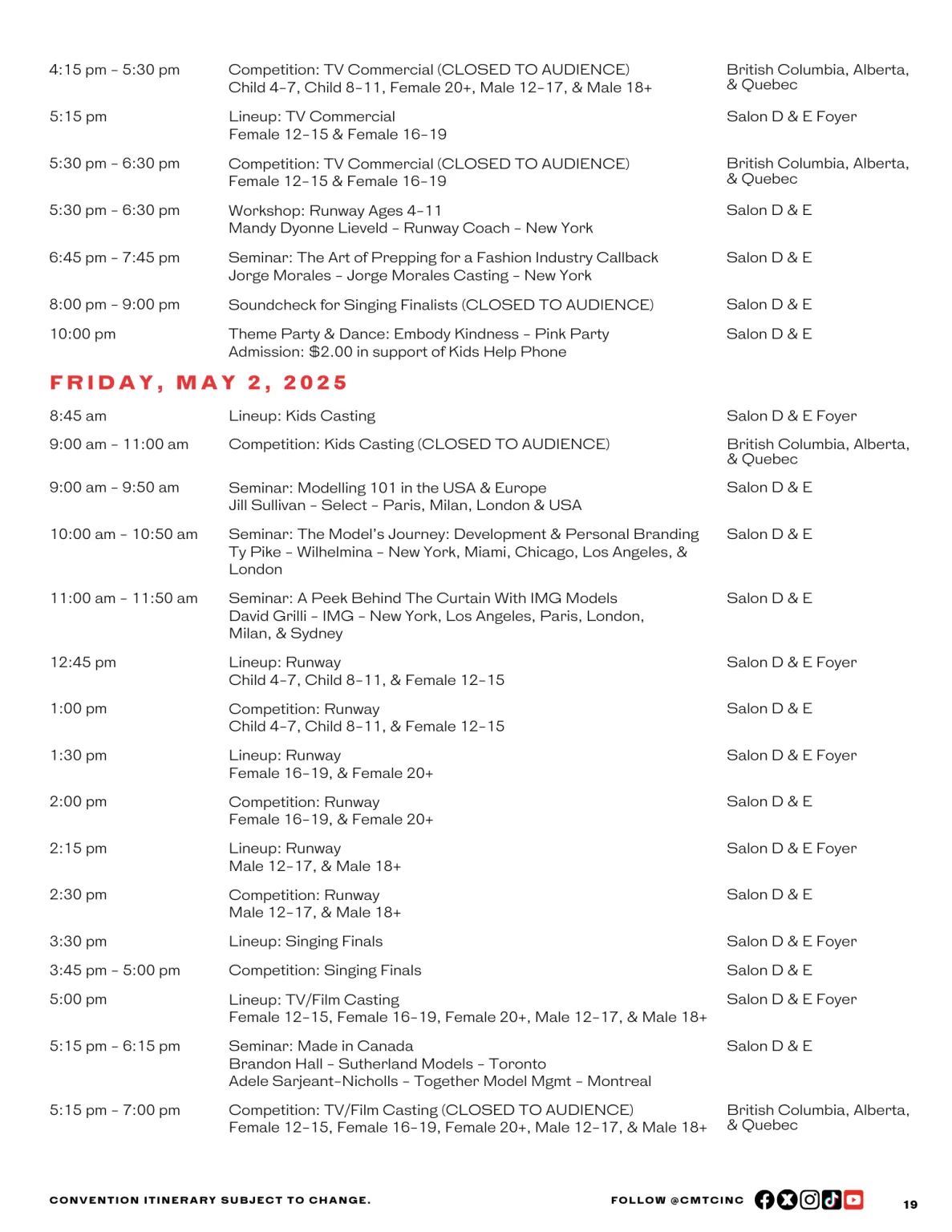 Convention Info - Canadian Model & Talent Convention Inc.